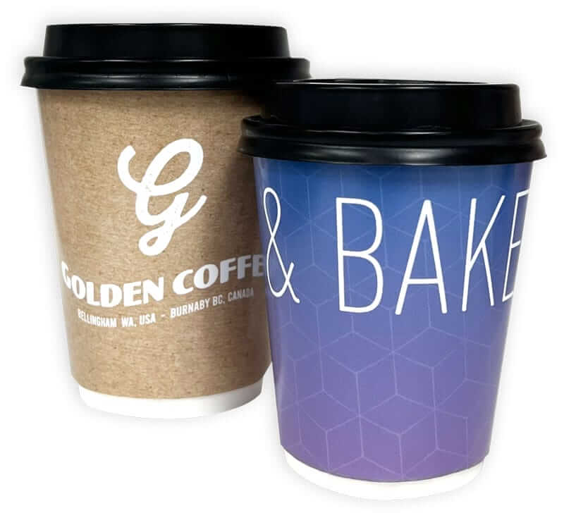 8 oz Double Wall Paper Cups - HotShot Coffee Sleeves - Custom Printed ...